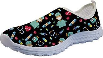 Showudesigns Infirmier Chaussures de Course pour Femmes a Enfiler Chaussures de Tennis Sportives Mesh Respirantes Baskets Mode Confortable Sneakers Outdoor Casual 