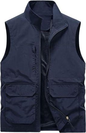 Generic Gilet Softshell fin &agrave; col montant pour homme, fermeture &eacute;clair avec poche &agrave; revers, s&eacute;chage rapide et respirant, gilets minimalistes l&eacute;gers et imperm&eacute;