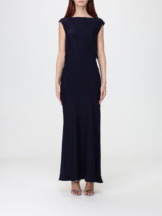 Max Mara Robe de soir&eacute;e longue en cr&ecirc;pe de Chine avec encolure droite sans manches