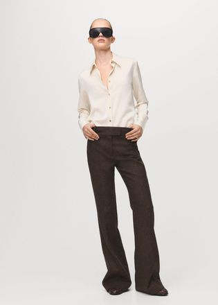 Mango Flie&szlig;ende Satinbluse ecru - Damen - XS - MANGO