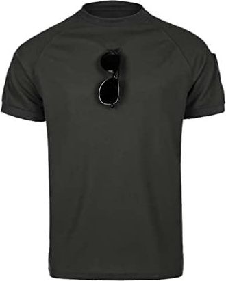 ZhuiKun T-Shirt de Combat Militaire pour Homme Polo à Manches Courtes avec Poches Chemise de Sport Séchage Rapide - Noir,L