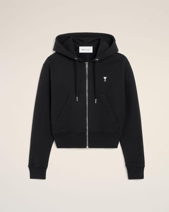 Ami Ami Paris - Hoodie noir zipp&eacute; en coton Ami de Coeur Noir - Taille : XXS - pour Femme