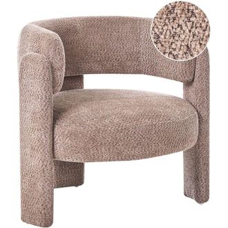 Beliani Fauteuil Scandinave Moderne en Tissu Chenille Rembourr&eacute; Dossier Incurv&eacute; Assise Confortable Taupe Burea