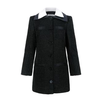 Self Portrait Strukturierter Mantel - - Coats - Damen - Schwarzk - 2XS