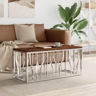 vidaXL Couchtisch Edelstahl und Massives Altholz Vidaxl