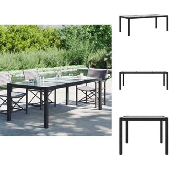 vidaXL Gartentisch Schwarz 190x90x75 cm Geh&auml;rtetes Glas Poly Rattan - Gartentisch - Esstisch - Polyrattan Tisch - Gartenm&ouml;bel - Balkonm&ouml;bel