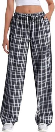 Generic Pantalon imprim&eacute; l&eacute;opard pour femme - Pantalon de pyjama &agrave; jambe large - Cordon de serrage - Coupe classique - Pantalon ample doux - Taille &eacute;lastique 