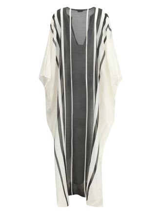 Tom Ford Gestreiftes Maxikleid mit V-Ausschnitt - Schwarz