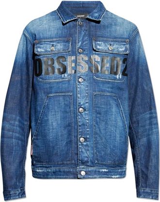 Dsquared2 Homme, Vestes, Bleu, Taille: XL Veste en jean avec logo