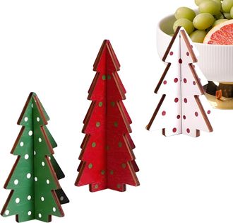 Generic Mini-Weihnachtsbaum-Set - 3 rustikale Tischb&auml;ume, Weihnachtsdekoration aus Holz, Bezaubernde Festliche Ornamente f&uuml;r abgestuftes Tablett, Kaminsims-Sc
