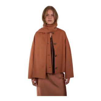 Luisa Cerano Kragenloser Doubleface-Mantel - - Jackets - Damen - Orange - XL