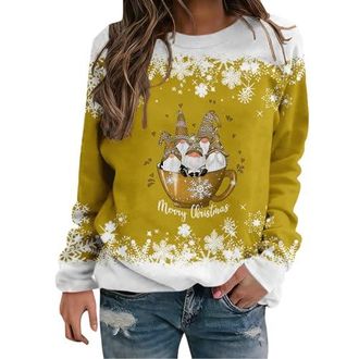 Generic Cihdmfb Pull de Noël pour femme - Sweatshirt de Noël amusant - Imprimé sapin de Noël - Manches longues - Pull de Noël surdimensionné - Col rond - Pull