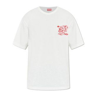 Kenzo Homme, Tops, Blanc, Taille: XL T-shirt avec motif brod&eacute;