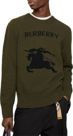 Burberry Logo-Knit Wool-Cashmere Sweater - Green