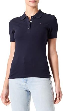 Tommy Hilfiger Polo Manches Courtes Femme 1985 Polo Slim Fit, Bleu (Desert Sky), XS