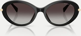 Michael Kors Rockaway ovale Sonnenbrille mit grauen Gl&auml;sern in Schwarz