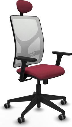 Piqueras y Crespo Stuhl mit Armlehnen, h&ouml;henverstellbare Lendenwirbelst&uuml;tze und festes Kopfteil, ausgestattet mit 3 Positionen und Schneideschaum, Wei&szlig;/Granatrot