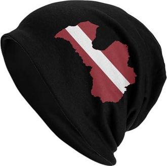 Generic Femme Homme Bonnet &Agrave; Revers Carte du Drapeau De La Lettonie Bonnet dhiver Classique Bonnets Tricot&eacute; Mode Hiver Chapeaux pour Patinage Ski Hiver