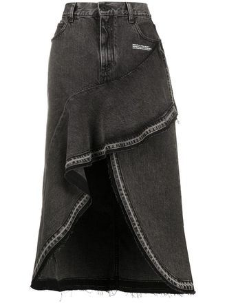 Off-white jupe asym&eacute;trique &agrave; volants - Gris