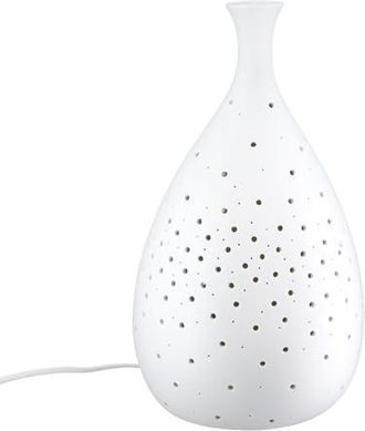 Gilde Tischleuchte Galaxy aus Porzellan - matt wei&szlig; - H&ouml;he 34cm x &Oslash; 19cm - Prickellampe