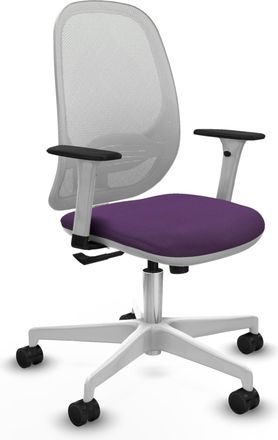 Piqueras y Crespo Cilanco Schreibtischstuhl mit 1D-Armen, h&ouml;henverstellbare Lendenwirbelst&uuml;tze, ausgestattet mit 3 Positionen und Schneideschaum, Wei&szlig;/Violett