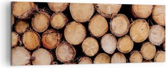 Arttor Panorama Bilder auf Leinwand Holz Baumst&auml;mme St&auml;mme Leinwandbild 140x50cm Wandbilder Dekoration Wohnzimmer Schlafzimmer K&uuml;che Gro&szlig; XXL Wanddeko Bild W