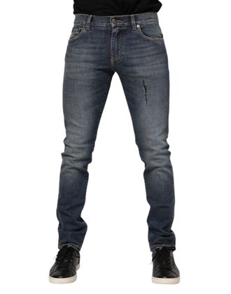 Dolce & Gabbana Blue Washed Cotton Skinny Men Denim Jeans Co+02 Clothing