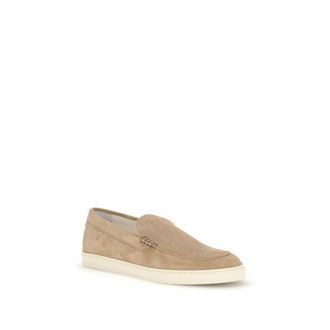 Brunello Cucinelli Mens Beige Calf Leather Bos Taurus Slip-On Loafers