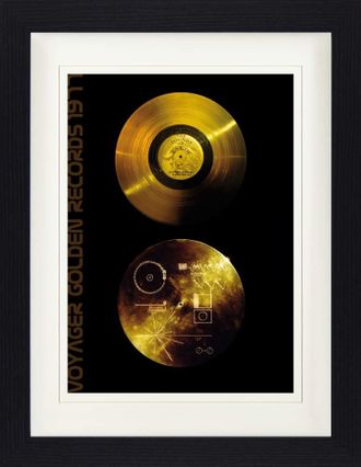 1art1 Schallplatten Poster Klänge Der Erde, Voyager Golden Records Gerahmtes Bild Mit Edlem Passepartout | Wand-Bilder | Im Bilderrahmen 40x30 cm