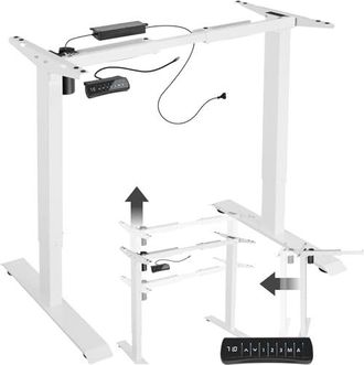 TecTake Pied de Table de Bureau réglable en Hauteur électrique en Acier pour Bureau Assis Debout 85-129 x 65 x 71-121 cm Fonction Mémoire & Alarme Bureau Ergo