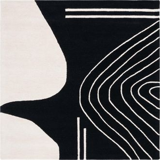Safavieh Geometrisch Wohnzimmer, Esszimmer, Schlafzimmer - Rodeo Drive, Mittlerer Stapel, Schwarz/Elfenbein, 122 X 122 cm
