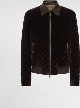 Dolce & Gabbana Quilted Velvet Bomber Jacket - Mann Collection Braun 54