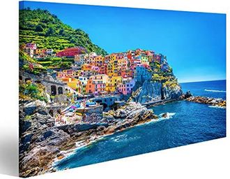 Islandburner Tableau, Tableaux sur toile beau paysage urbain color&eacute; sur les montagnes sur m&eacute;diterran&eacute;e cinque terre europe Poster, Impression, Cadeau MYW