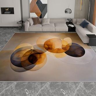 Generic Kaki Tapis Salon 160 x 230 cm, Abstrait G&eacute;om&eacute;trie Courbes Motif Tapis Chambre Lavable Minimalist avec Support Antid&eacute;rapant et Bordure Durable, Carpet 