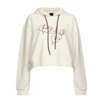 Pinko Pinko, Femme, Sweatshirts et sweats &agrave; capuche, Blanc, Taille: 38 FR Valleja 1 Felpa
