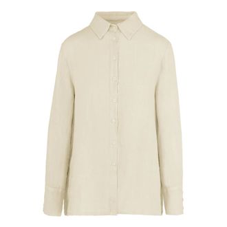 Bomboogie Femme, Blouses et Chemises, Beige, Taille: 42 FR Chemise en lin avec col