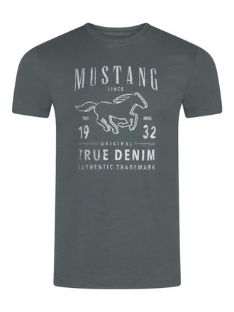 Mustang Jeans Tshirt Herren Regular Fit Rundhals Kurzarm Sommer Tee Shirt Logoprint Baumwolle, Gr&ouml;&szlig;e:3XL, Farbe:Balsam Green (1014003-6390)