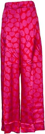 Dries Van Noten Femme, Pantalons, Rouge, Taille: 38 FR Fantasia Ovali Wide Pantalons