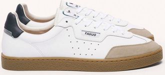 Faguo Baskets blanche & bleu marine cuir & suède - LUMBO