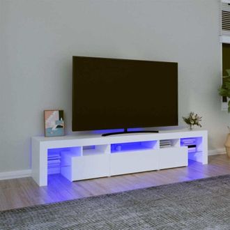 vidaXL Vidaxl - Meuble tv avec lumi&egrave;res led Blanc 200x36,5x40 cm