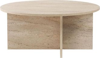 Hanah Home Table basse en bois Soleil - 90 x 90 x 40 cm - Travertin