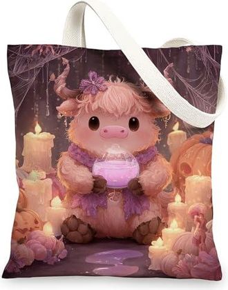 Generic Sacs fourre-tout en toile avec motif animal mignon, sacs réutilisables, confortables, légers et lavables à bandoulière pour lextérieur, pêche, 13x15 I