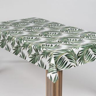 Laro Wachstuch-Tischdecke Abwaschbar Garten-Tischdecke Wachstischdecke PVC Plastik-Tischdecken Eckig Meterware Wasserabweisend Abwischbar, Muster:Blätter G