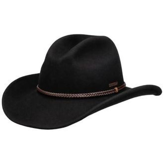 Stetson Chapeau en Laine Oklahoma Western Homme - Feutre de Cowboy avec Bandeau Cuir Automne-Hiver Automne Hiver - S (54-55 cm) Noir
