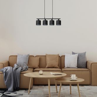 Paco Home LED Pendellampe Wandlampe Deckenlampe Wohnzimmer Esszimmer Schlafzimmer Modernes Design Uni Schirm Stoff E14, Farbe:Schwarz - Weiß, Leuchtentyp___Tech