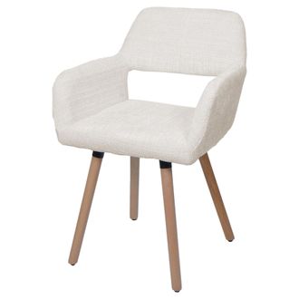 Hhg Non Utilizzato] Sedia Da Pranzo Hhg 867 Ii, Poltroncina Cucina Imbottita, Legno Stoffa/tessuto Ciniglia (465g/m&sup2;), Avorio