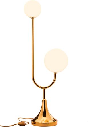 Licht-Erlebnisse Tischlampe Glas Messing in Gold Wei&szlig; Wohnzimmer B&uuml;ro 73 cm G9 2-flammig Lesen Ambiente Jugendstil Nachttischleuchte Schlafzimmer SOSTRAND