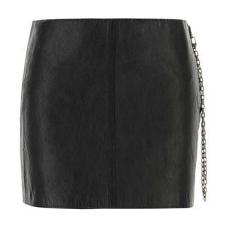 Alexander Wang Femme, Jupes, Noir, Taille: 36 FR Mini-jupe en cuir taille basse