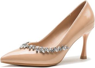 Generic Qynthra Escarpins Courts en Cuir Verni Femme à Bout Pointu Slip on Classiques à Talon Haut Escarpins pour Usage Quotidien et Réunion du Soir Confort D