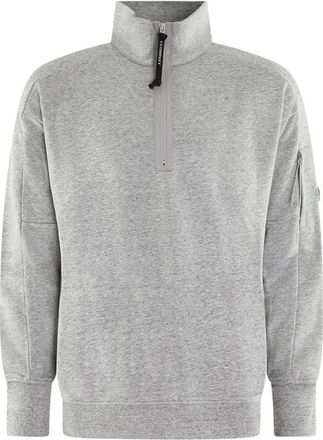 C.P. Company C.p. Company, Homme, Sweatshirts et sweats &agrave; capuche, Gris, Taille: XL Diagonal Raised Fleece Half Zip Lens